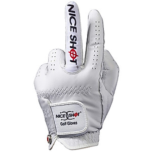 Nice Shot Bundle The Bird Men's Right Hand Cadet Medium White Cabretta Leather Golf Glove Patented Design Golf Tees - Express Yourself - 3 1/4 Inch Golf Tees - 12 Pack
