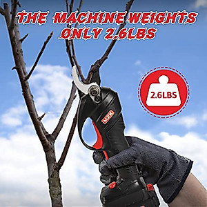 MZK Professional Cordless Electric Pruning Shears Battery Powered, Tree Pruner with Rechargeable Battery， 30mm [1.2inch] Cutting diammeter