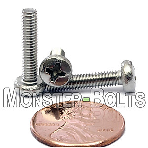 MonsterBolts - M3.5 x 16mm Phillips Pan Head, DIN 7985A, Stainless Steel, 10 Pack