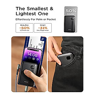 AINOPE Portable Charger The Smallest 10000mAh Power Bank USB C Mini Portable Charger PD 20W Fast Charge Portable Battery Charger Tri-Output Phone Charger Compatible with iPhone 14 Pro Max iPad Samsung