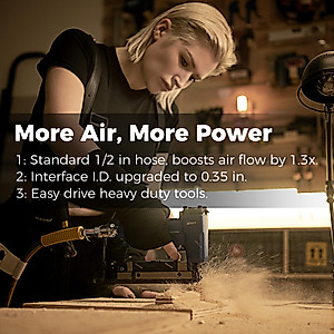 GLAHODEN Double Arm Air Hose Reel 50 ft Retractable, 1/2 in Hybrid Hose Heavy Duty Steel Professional Air Compressor Hose Reel with 5 ft Lead in Max 300PSI Auto Rewind Quick Coupler Swivel Fitting