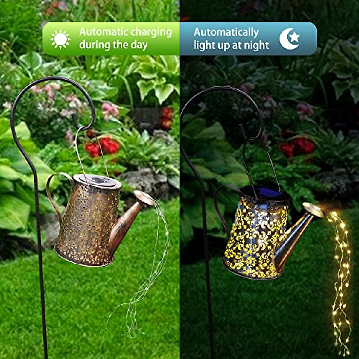 Anordsem Solar Watering Can Lights,Hanging Solar Waterfall Lights Waterproof Outside Decorations Decor for Yard Porch Lawn Backyard Landscape Pathway Patio Gifts for Mom Grandma Women Birthday