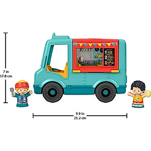 Fisher-Price Little People Musical Toddler Toy Serve It Up Food Truck Vehicle with 2 Figures for Pretend Play Ages 1+ Years