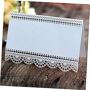MERRYHAPY 50pcs Table Tent Cards Blank Cards Hollow Out Wedding Invitation Wedding Table Name Party Place Name Greetings Place Cards Table Place Pretty White Reception Table