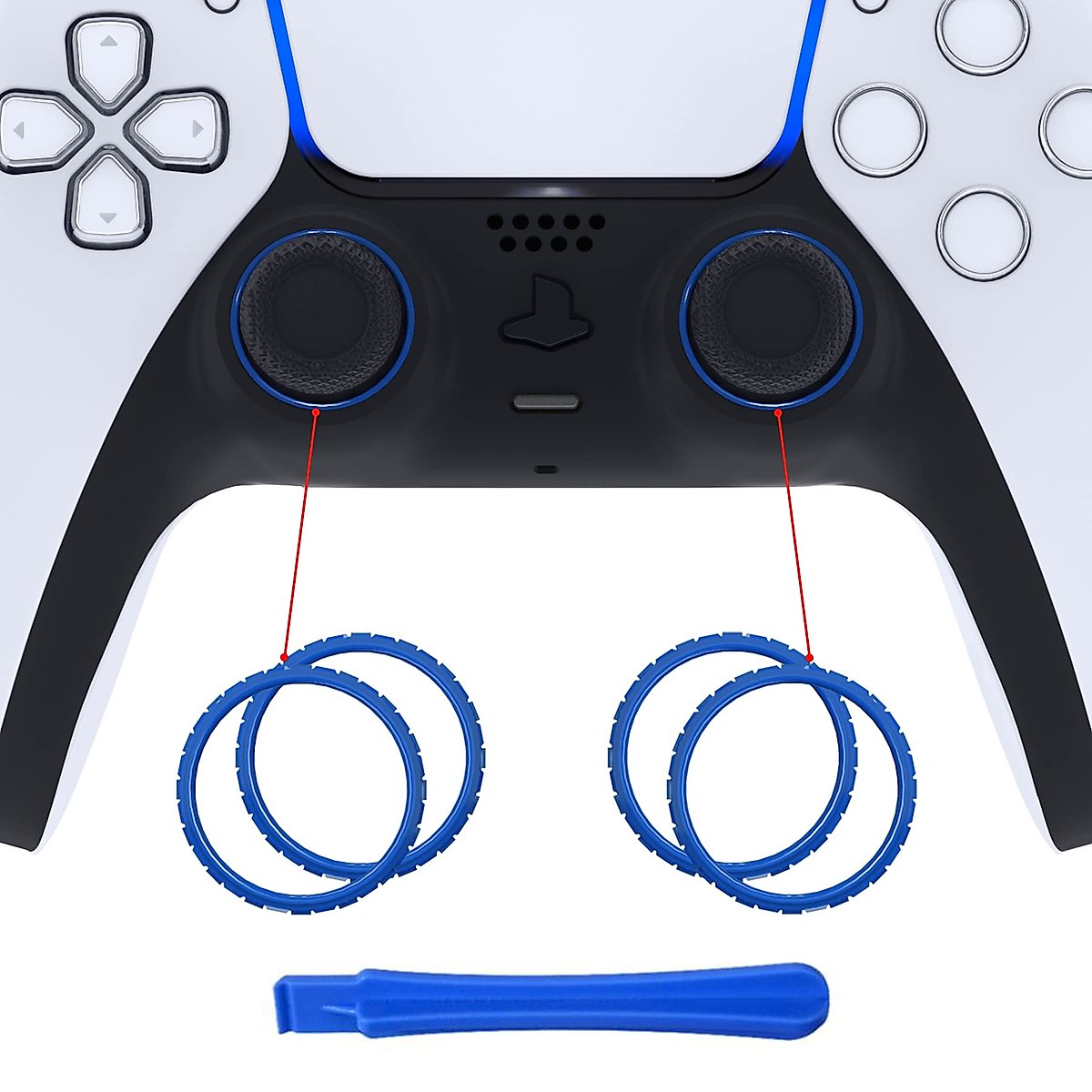 eXtremeRate Blue Replacement Accessories Thumbstick Rings for PS5 Controller, Custom Accent Rings for PS5 Controller - Controller NOT Included