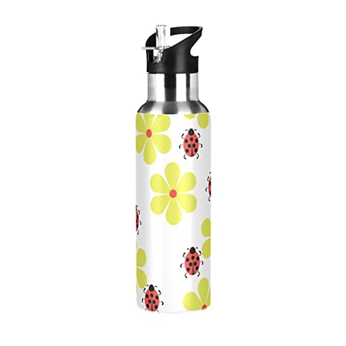 xigua Ladybug Water Bottle Double Walled Stainless Steel Leak Proof Thermo Flask for Sports Gym Cycling Outdoor,20 oz.