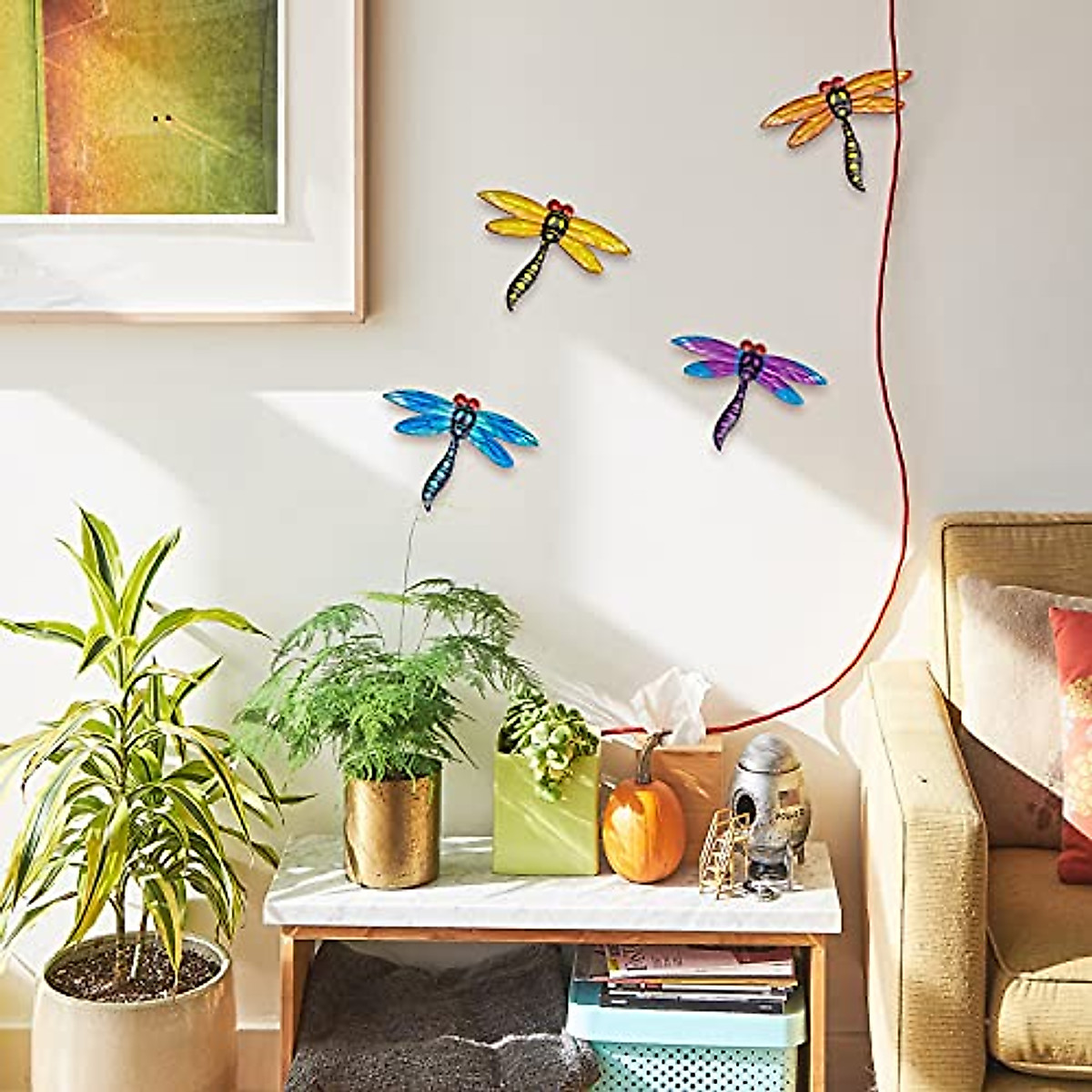 foxany Metal Butterfly Wall Decor, 4 Butterflies and 4 Dragonfly, 4 Ladybugs Wall Decor Sculpture, Hanging Outdoor Garden Fence Art for Patio, Backyard, Home, Farmhouse, Set of 12