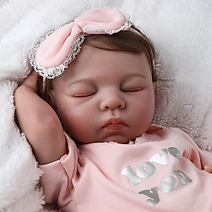 DCOLCO Reborn Baby Dolls Sleeping Girl - 19 Inches Cloth Body Realistic Newborn Baby Doll That Look Real for Kids Age 3+