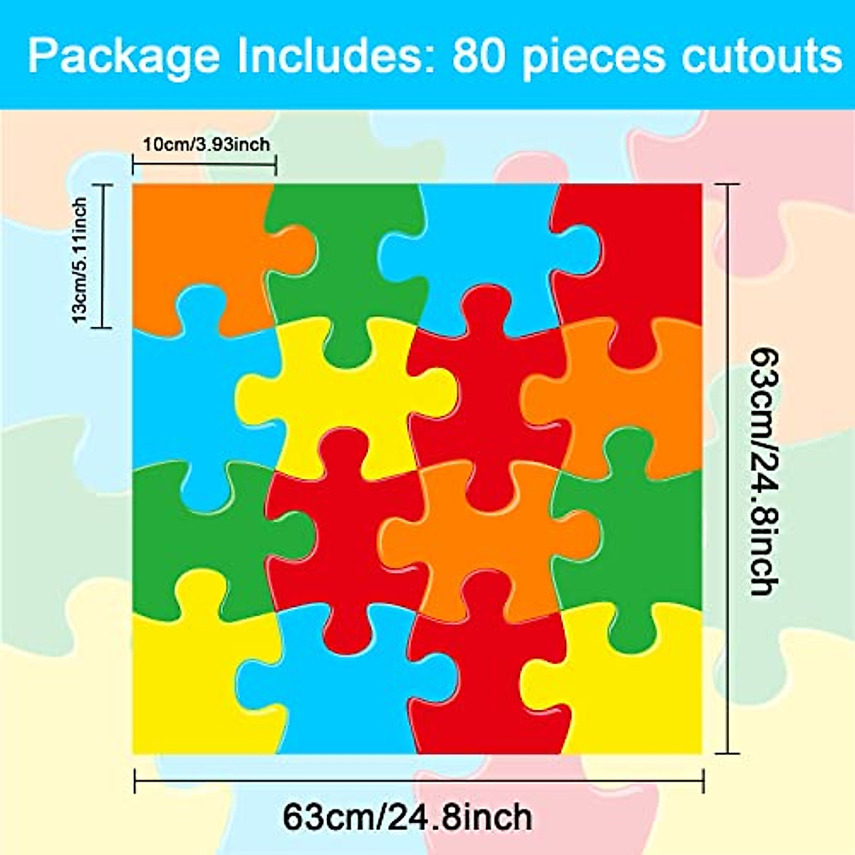 Colorful 80Pcs Puzzle Cutouts for Classroom Decor