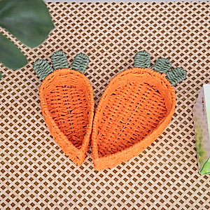 YRMT Small Storage Baskets for Entryway, Carrot Shape Decorative Bowl Basket, Paper Rope Woven Basket Organizer for Candy, Keys, Wallet, Cute Home Decor Set of 2