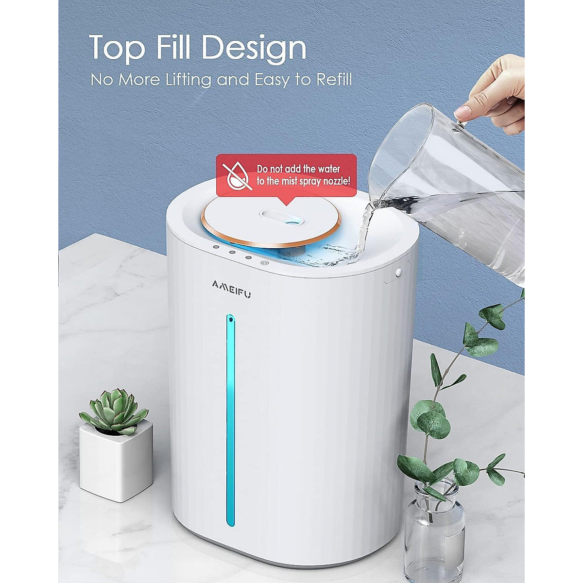 6.5L Humidifiers for Large Room Bedroom, Top Fill Humidifier, Quiet Cool Mist Humidifiers for Home, Baby, Pets, Plants, 54 Hours Run Time, Easy to Clean