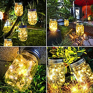 XVZ Hanging Solar Mason Jar Lid Lights,6 Pack 20 LED String Fairy Starry Jar Light,IPX5 Waterproof Light for Patio,Garden,Yard,Lawn,Wedding Decor,Christmas Decorative (Warm White)