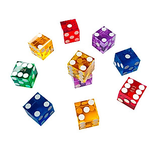 Yuanhe Set of 5 Grade AAA Precision 19mm Serialized Casino dice with Razor Edges and Corners - red …