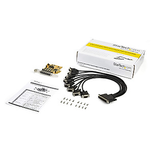 StarTech.com 8-Port PCI Express RS232 Serial Adapter Card - PCIe RS232 Serial Card - 16C1050 UART - Multiport Serial DB9 Controller/Expansion Card - 15kV ESD Protection - Windows & Linux (PEX8S1050)