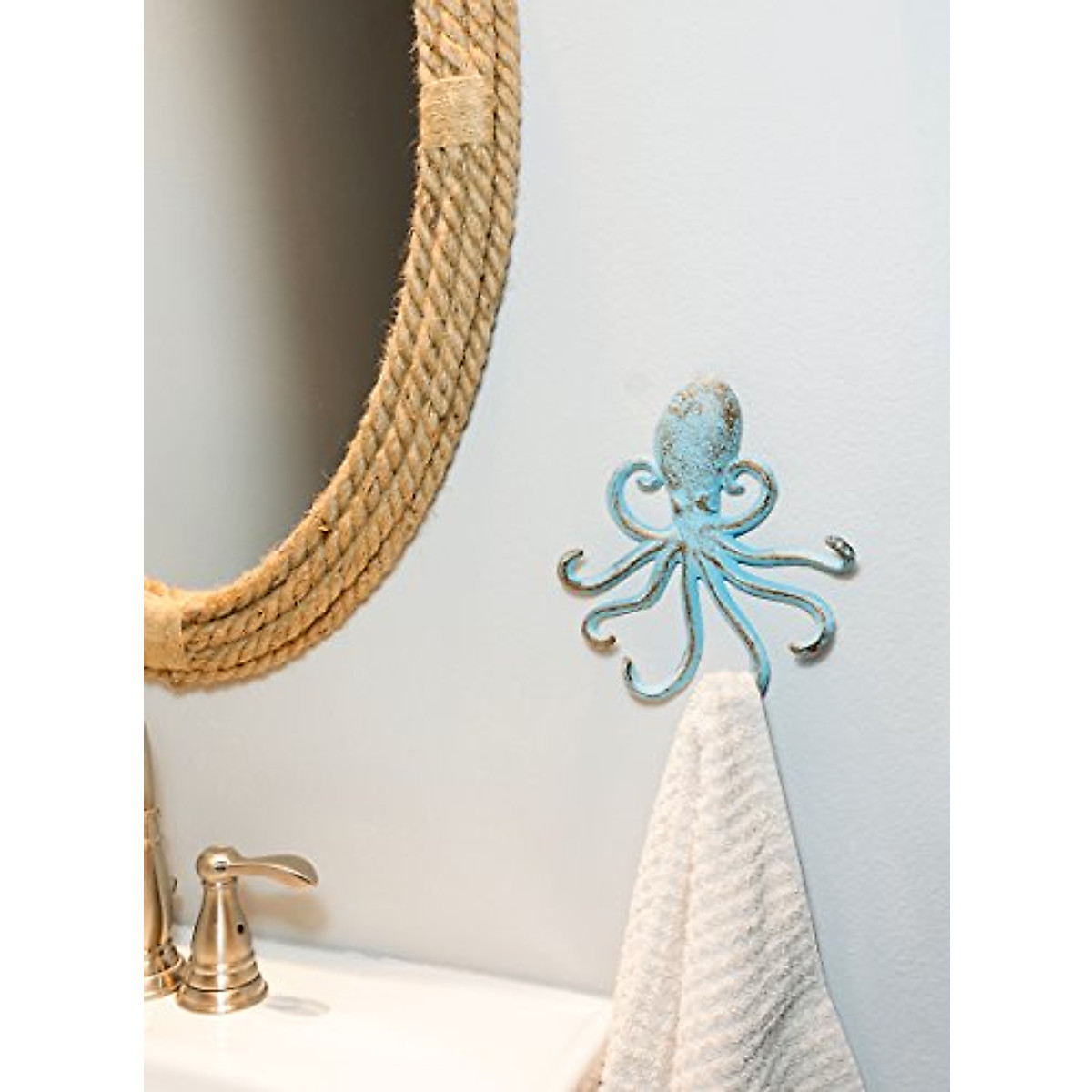 Stonebriar Decorative Cast Iron Blue Octopus Multi Wall Hook