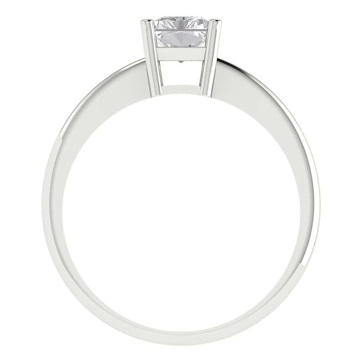 Clara Pucci 1.0 ct Radiant Cut Solitaire Genuine Moissanite Wedding Bridal Designer Anniversary Engagement Ring in 14k White Gold