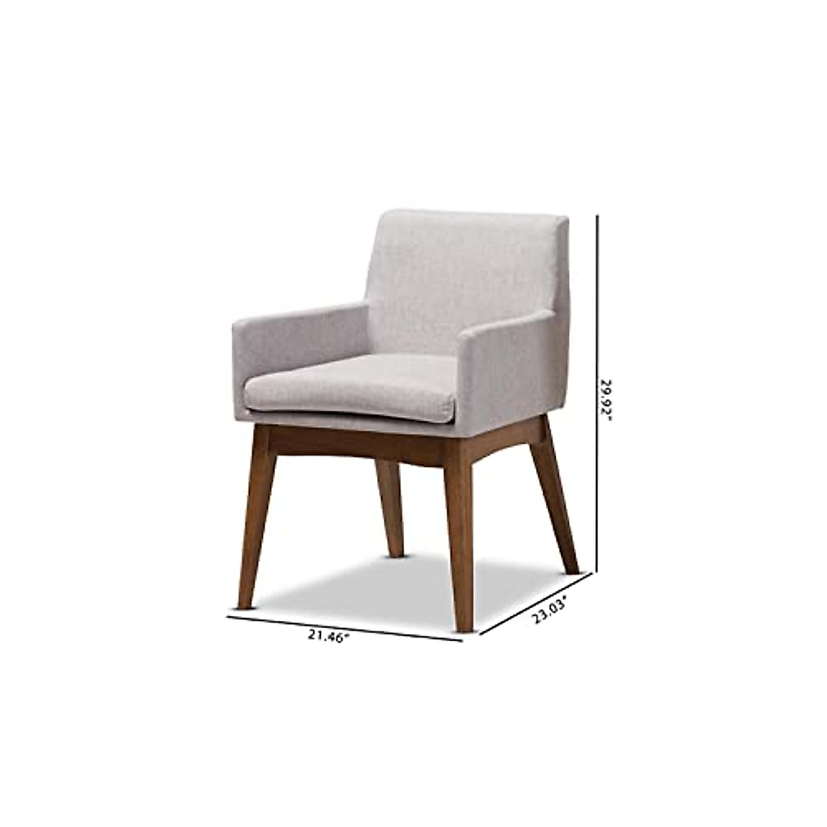 Baxton Studio Nexus Mid-Century Modern Walnut Wood Finishing Greyish Beige Fabric Dining Armchair