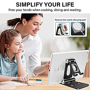 Vakoo Phone Stand, Adjustable Phone Holder for Desk, Upgraded Aluminum Cell Phone Stand Cradle Dock Compatible with iPhone/iPad/Smartphones/Switch/Android, Black