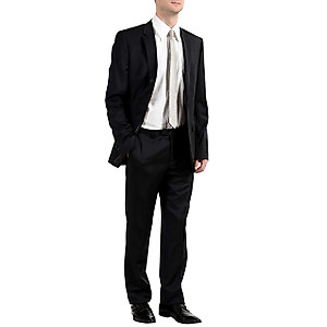 Hugo Boss "The King/Central_1" Men's 100% Wool Two Button Suit US 40L IT 50L Black