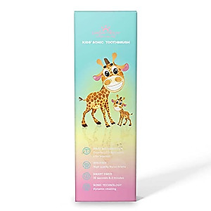 Kids Electric Toothbrush Toddler Toothbrush Age 2-4-8-12 Girls Electric Toothbrush with Timer Rainbow LED Light Up Vibrating Toothbrush Battery Operated Childrens Sonic Tooth Brush (Pink Giraffe)