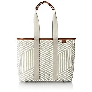CleverMade Canvas Tote Bag - Reusable Collapsible Basket, Durable Heavy Duty LUXE Grocery Shopping Bag, Geometric Taupe , 20L