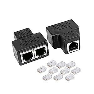 Ethernet Splitter & RJ45 Ends, Ethernet Splitter 1 to 2 for RJ45 Cat5/Cat5e/Cat6/Cat7 Cable -2 Pack, hehuangTech Ethernet Cable Splitter.