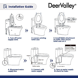 DeerValley DV-1B0095 Non-Electric Toilet Bidet Attachment System with Dual Nozzles,Adjustable Water Pressure, Rear and Feminine Wash,White