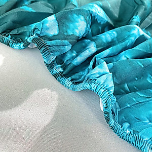 CVHOUSE Sea Turtle Fitted Sheet,Ocean Bed Sheet Set Twin Size,Turtle Bedding Set for Boys Kids Girls,1 Flat Sheet & 1 Fitted Sheet with 2 Pillow Cases - 4 Piece