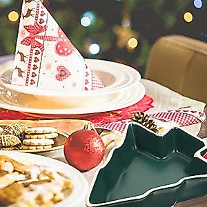 UPKOCH Christmas Appetizer Tray 4 Pcs Christmas Tree Plates Candy Nut Serving Platters Ceramic Appetizer Trays Snack Dessert Dish for Party Restaurant Home, Green