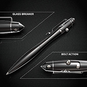 Tactical Pen Bolt Action Pen - EDC Pen for Self Defense for Women or Men - Black Pen Gadgets for Men, Fathers Day Gift from Daughter or Son | Christmas Stocking Stuffer or Husband Gifts from Wife