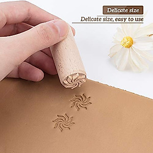 OLYCRAFT 7PCS 2x0.8 Inch Wood Pottery Tools Stamps Clay Stamps Column Wooden Stamps Natural Wood Stamps with Mixed Patterns Round Pottery Stamps Wooden Pottery Stamp for Clay and Ceramic