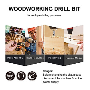 Hymnorq Brad Point Wood Drill Bits 8PC Set, Metric Size 3mm-10mm by 1mm in Index Case, High-Carbon Steel, Perfect for DIY Woodworking Carving Engraving Drilling