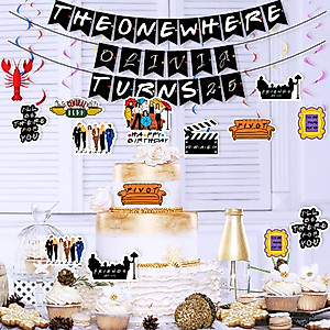 Friends Themed Birthday Party Decorations, Fiesec Friend TV Show Birthday Party Decorations Hanging Swirl The One Where Turns Banner Balloon Cake Cupcake Topper for TV Show Fans Party Décor