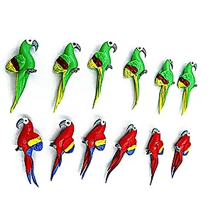 1shopforyou Mixed 2 Colour Lot of 12 Miniature Parrot Bird Outdoor Patio Decor Fairy Garden Supplies Animal Figurine Furniture Dollhouse