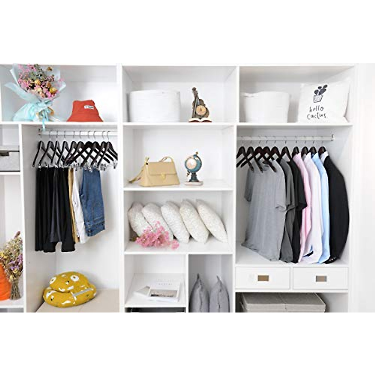 Quality Wooden Skirt Hangers with Clips Smooth Solid Wood Pants Hangers with Durable Adjustable Metal Clips, Swivel Hook, Coat, Jacket, Blouse Suit Hangers (Mahogany, 10)