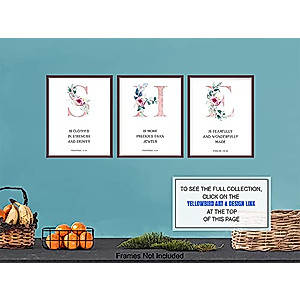 Religious Art & Wall Decor - She Is Clothed With Strength And Dignity - Fearfully And Wonderfully Made - She Is More Precious Than Jewels - Proverbs 31 -Psalm 139 Wall Art - Christian Gifts for Women