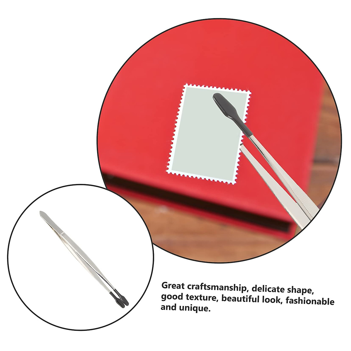 iplusmile Rubber Flat Tweezers Reverse Tweezers Facial Tools Needle Nose Tweezers Face Stickers Gold Stickers Reptile Feeding Tongs Tweezers for Crafts Stainless Steel Bead Short Hair