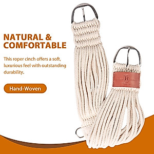Harrison Howard 24 Strand Roper Western Cinch Handwoven Double-Weave Roper Cinch Rugged Stainless Steel Hardware for Horse 34 inches