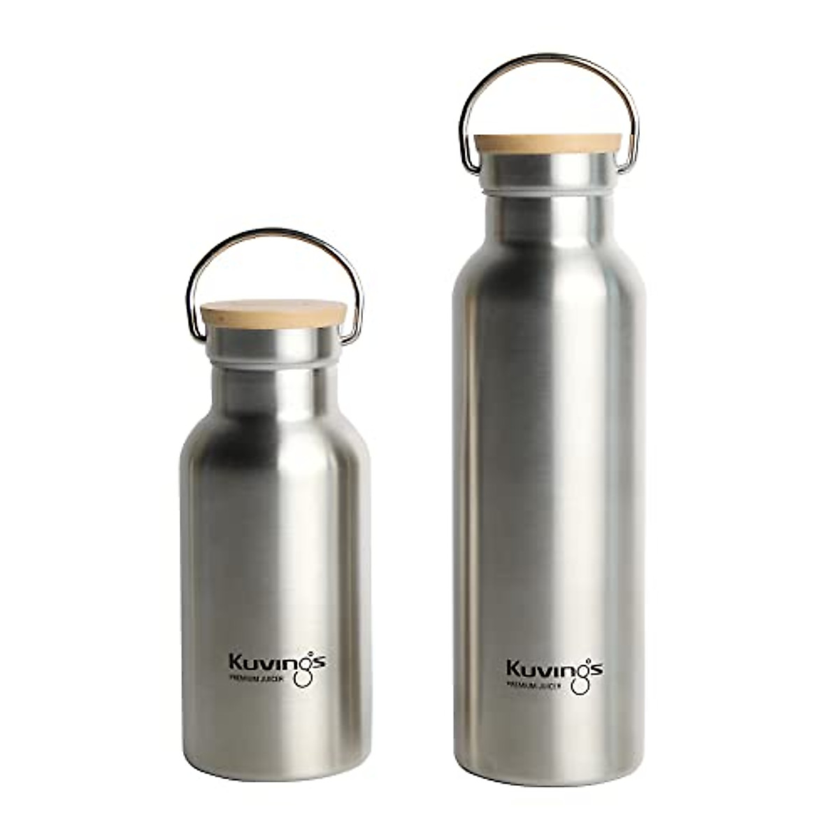 Kuvings Stainless Steel Water Bottle | Double Wall Vacuum Insulated Water Bottle | Works with Hot & Cold Drinks | Eco-friendly Lid with Bamboo Detail | BPA-Free, Plastic-Free & Dishwasher-Safe | 12 OZ