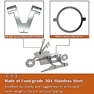 LAUTO Beer Can Chicken Holder for Grill, Polished Stainless Steel Beer Chicken Grill Rack,Motorcycle Portable Beer Chicken Stand for Outdoor BBQ(Skeleton)