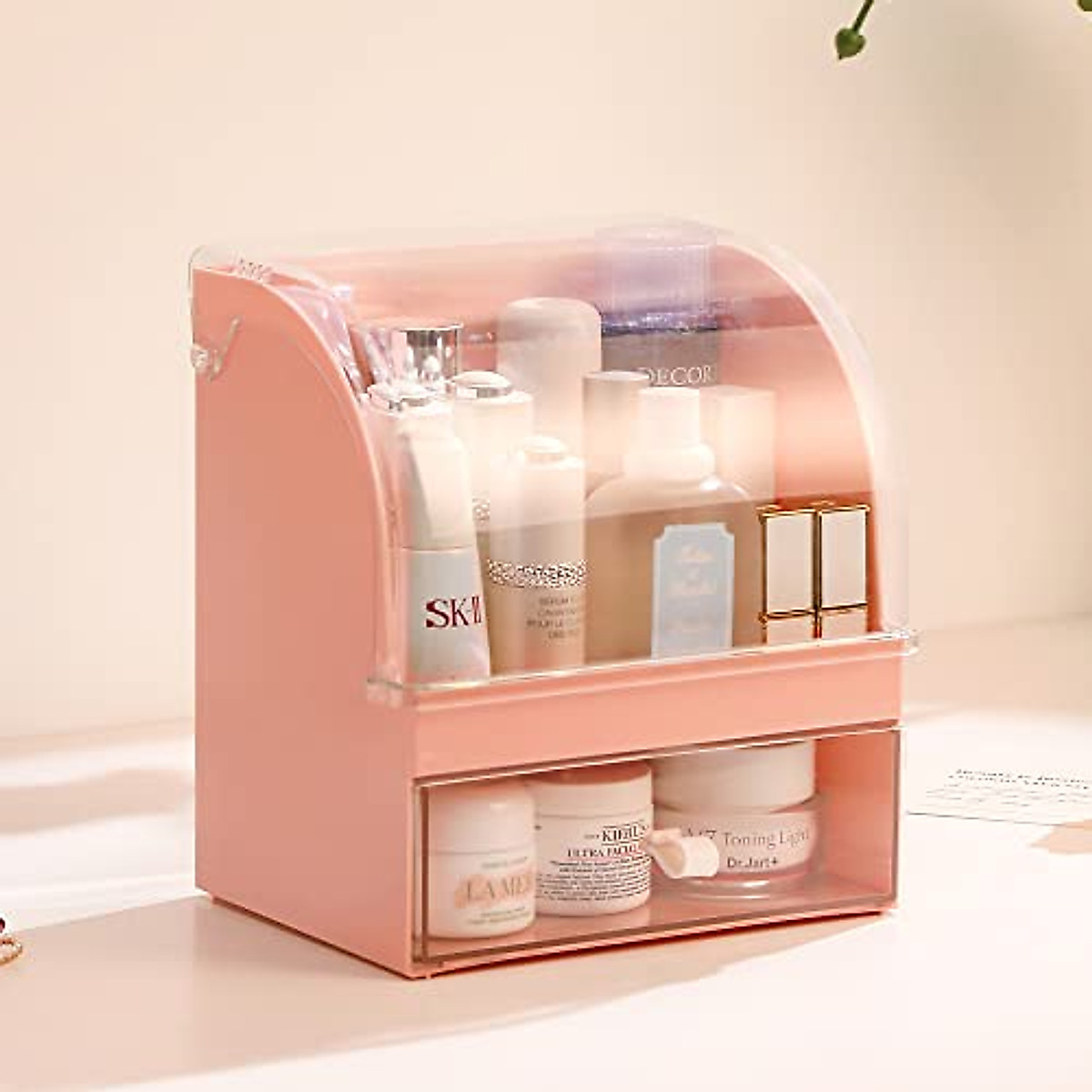 Acrylic Makeup Organizer With Lid Cosmetic Storage Drawers Portable Makeup Organizers Dustproof And Waterproof Box Earring Holder Organizer Jewelry Display Stand For Women