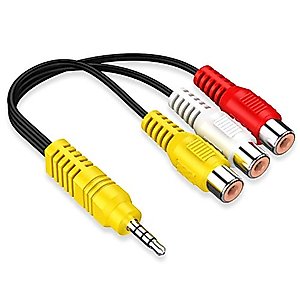 3.5MM to 3 RCA Cable ，Video AV Component Adapter Cable Replacement for TCL TV, 3 RCA to AV Input Adapter - 23CM/9in