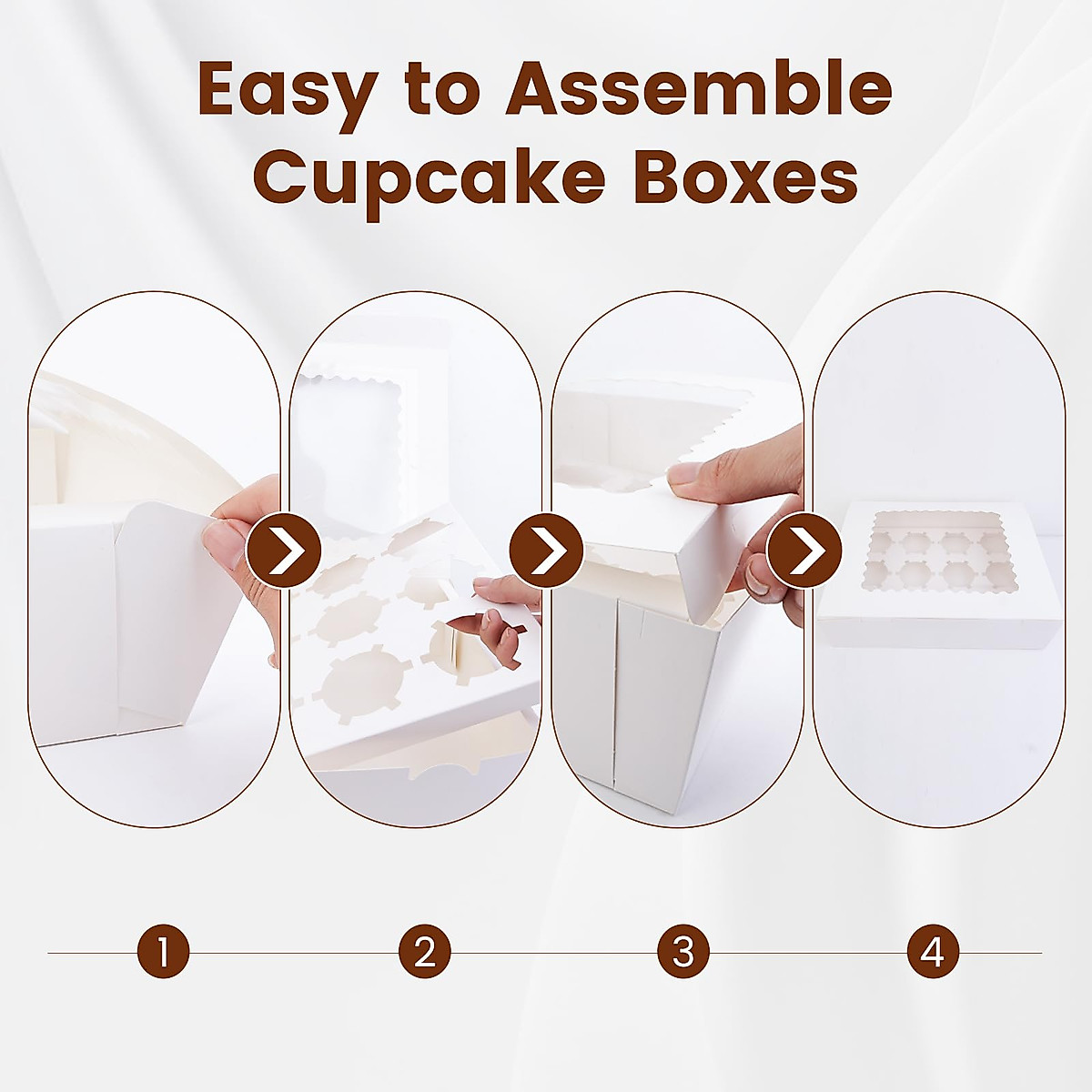 Luck.WH 12PCS Cupcake Boxes 12 Count Cupcake Container with Window White Cupcake Holder Holding 144 Cupcakes for Birthday Holiday Party Bakery Supplies(12.8"x 9.84"x 3.54")