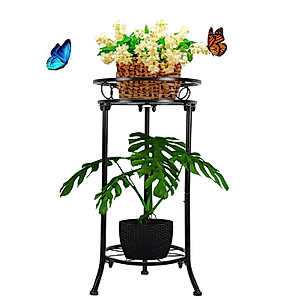 Plant Stands Indoor,Tall Metal Potted Plant Display Holder 2 Tier Patio Flower Pot Stands Anti-Rust Heavy Duty Multiple Stand Holder Shelf Rack(20.3'')