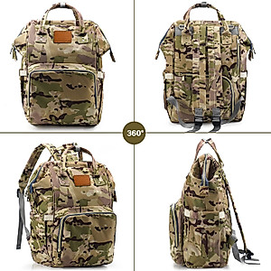 Limhoo Diaper Bag Backpack for Men Dad, Waterproof Large Canvas Camo Nappy Bags, Baby Care Bag (Camo)