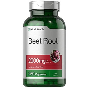 Beet Root Powder Capsules | 250 Pills | Herbal Extract | Non-GMO, Gluten Free, and DNA Tested Supplement | by Horbaach
