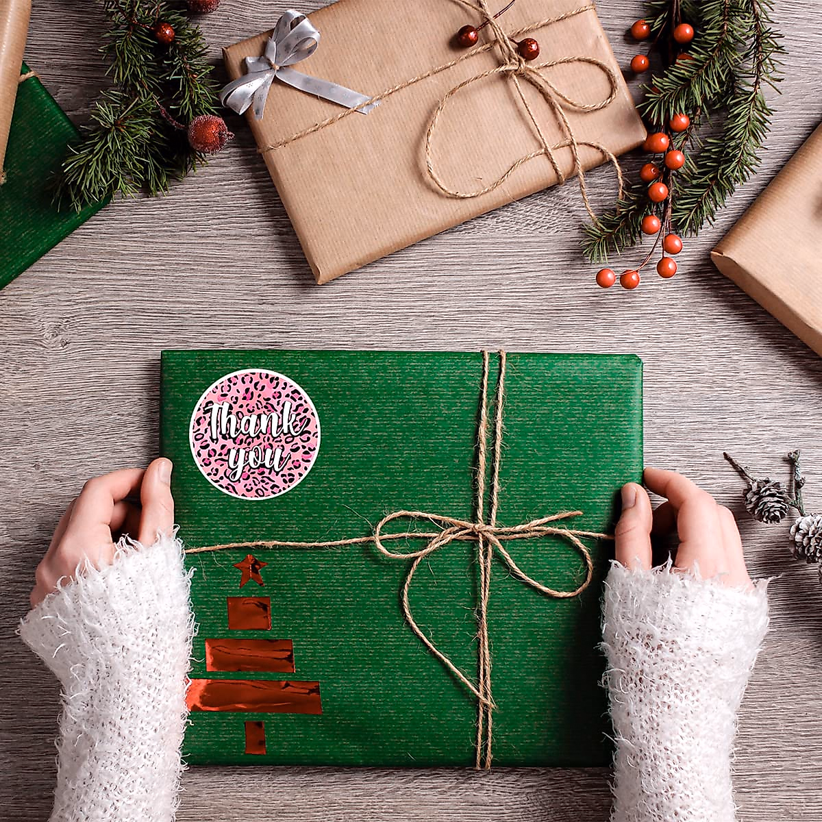 muminglong Cute Pink Leopard Print Thank You Small Business Stickers,Thank You Stickers,Happy Mail Stickers,Handmade Stickers,Small Shop Sticker,Package Stickers for Small Business, 500 PCS