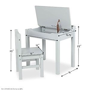 Melissa & Doug Wooden Lift-Top Desk & Chair - Gray , Grey - Toddler And Kids , For Ages 3+ With Self-Containted Storage And Chair Set