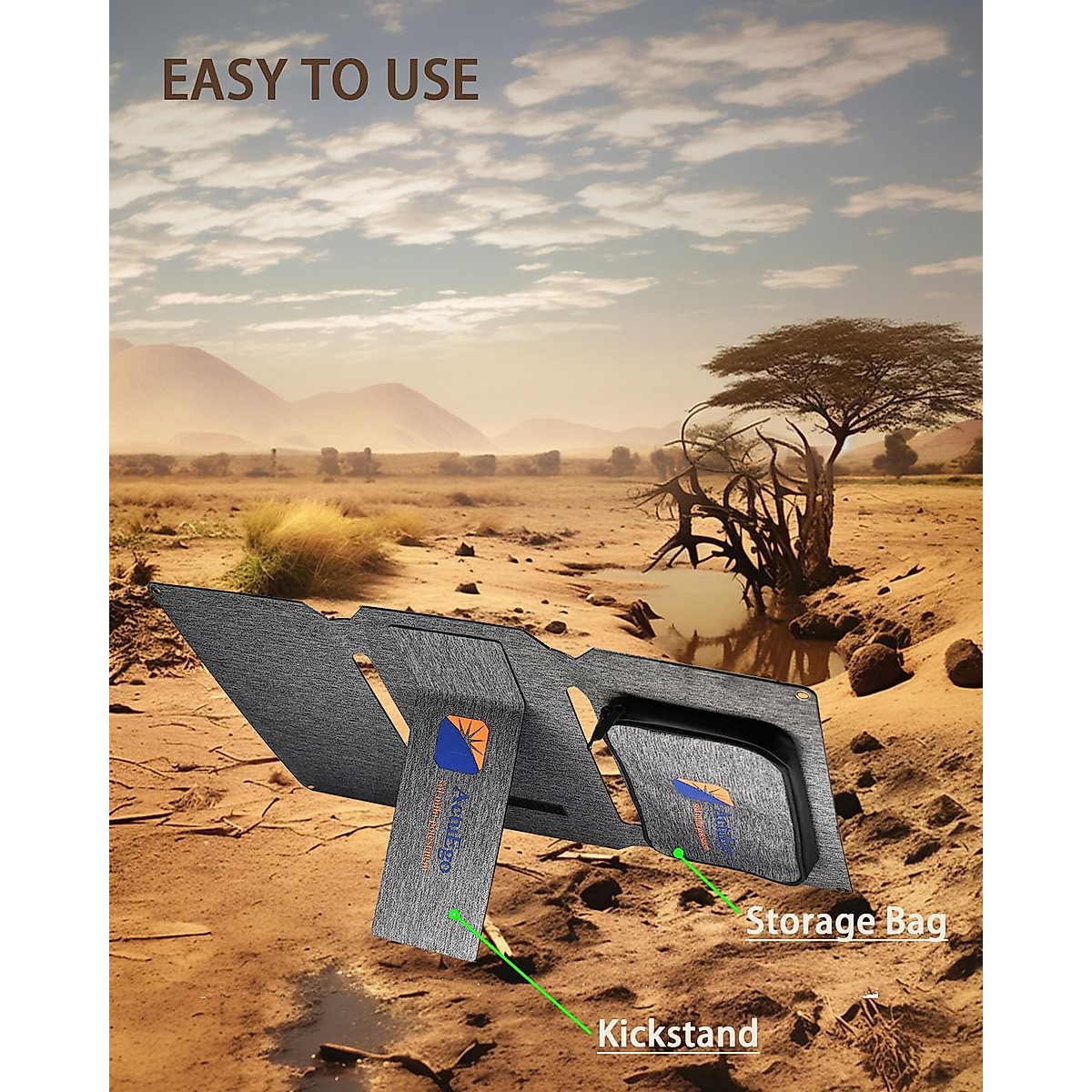 Portable Solar Panel, ActuEgo 30W Solar Panels Portable IP65 Portable Solar Charger for Cell Phone IP65 Waterproof Solar Panel Kit 18V DC/USB/USB-C for Power Station/Camping/Hiking/Outdoor Avtivities