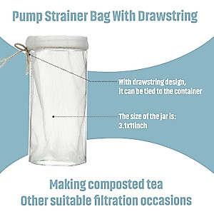 Compost Tea Bag, Pump Strainer Bag with Drawstring, Mesh Filter Bag, 600 µm for Prevents Clogging During The Straining Process (10, 23 x 16 cm)
